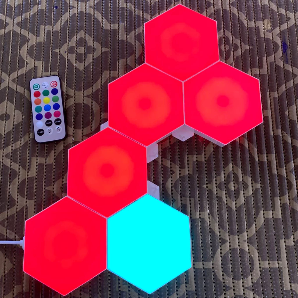 Mb - Lampluz Arandela Colmeia Rgb C/controle 6 Modulos - QueroLustre