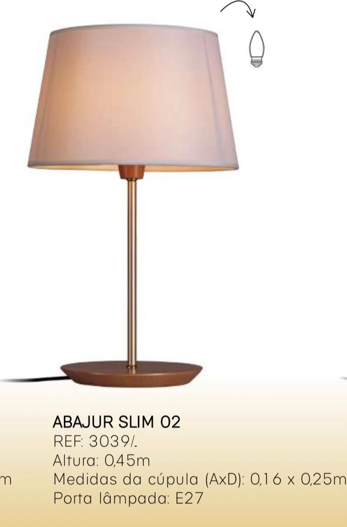 Madelustre Abajour Slim Castanho Cup Linho Cru 3039ct - QueroLustre