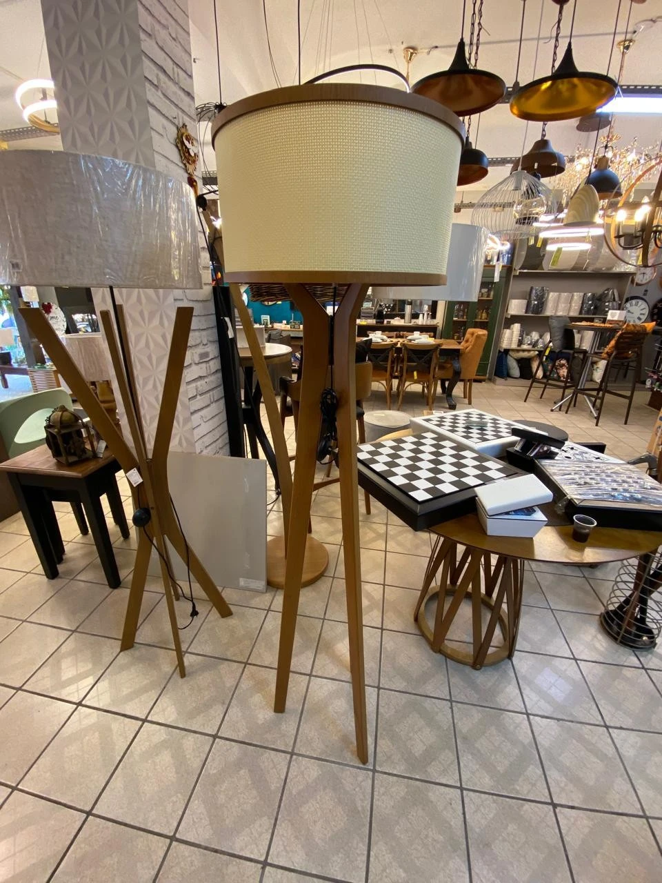Classic Abajour Coluna Tripe 1319 C/cupula Palha Pl4523 - QueroLustre